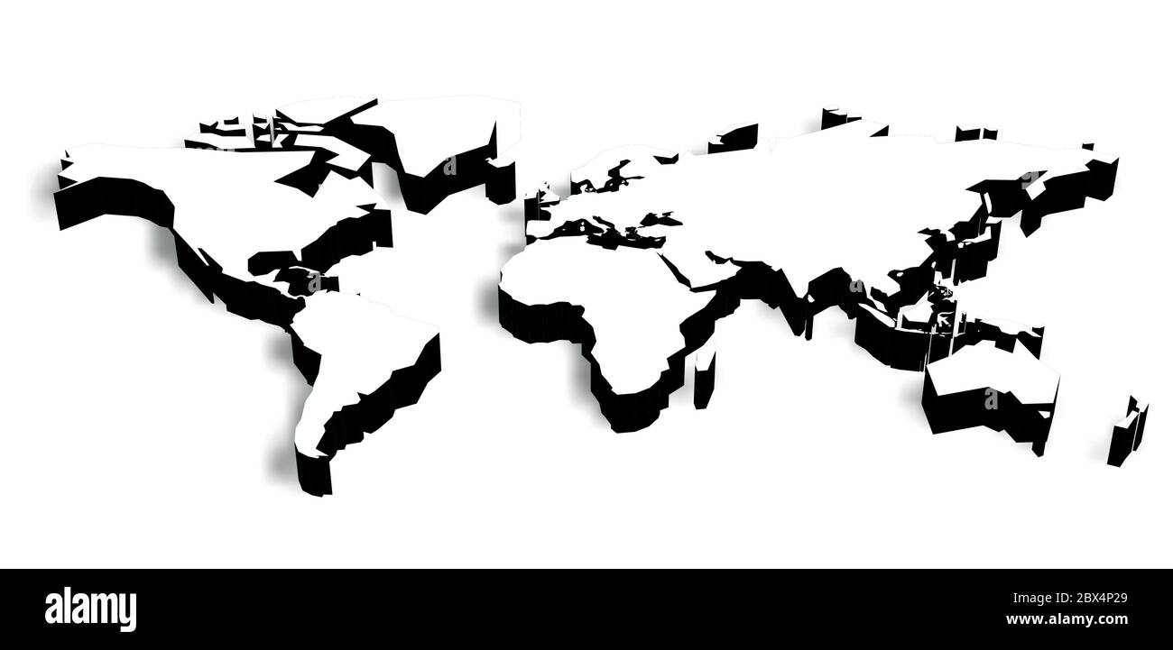 3D map of World with shadow. Vector illustration Stock Vector Image ...