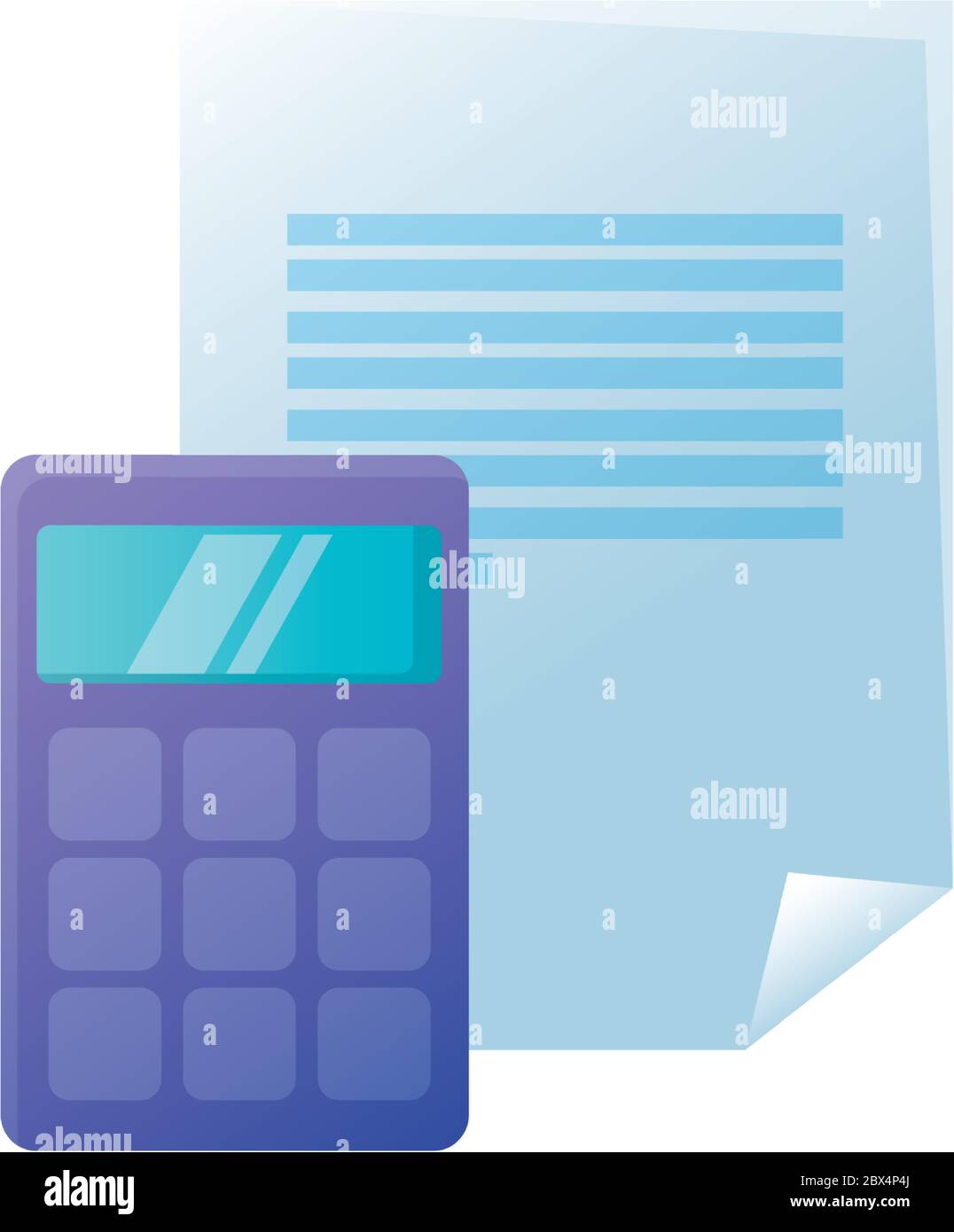 Isolated calculator and document paper vector design Stock Vector Image ...