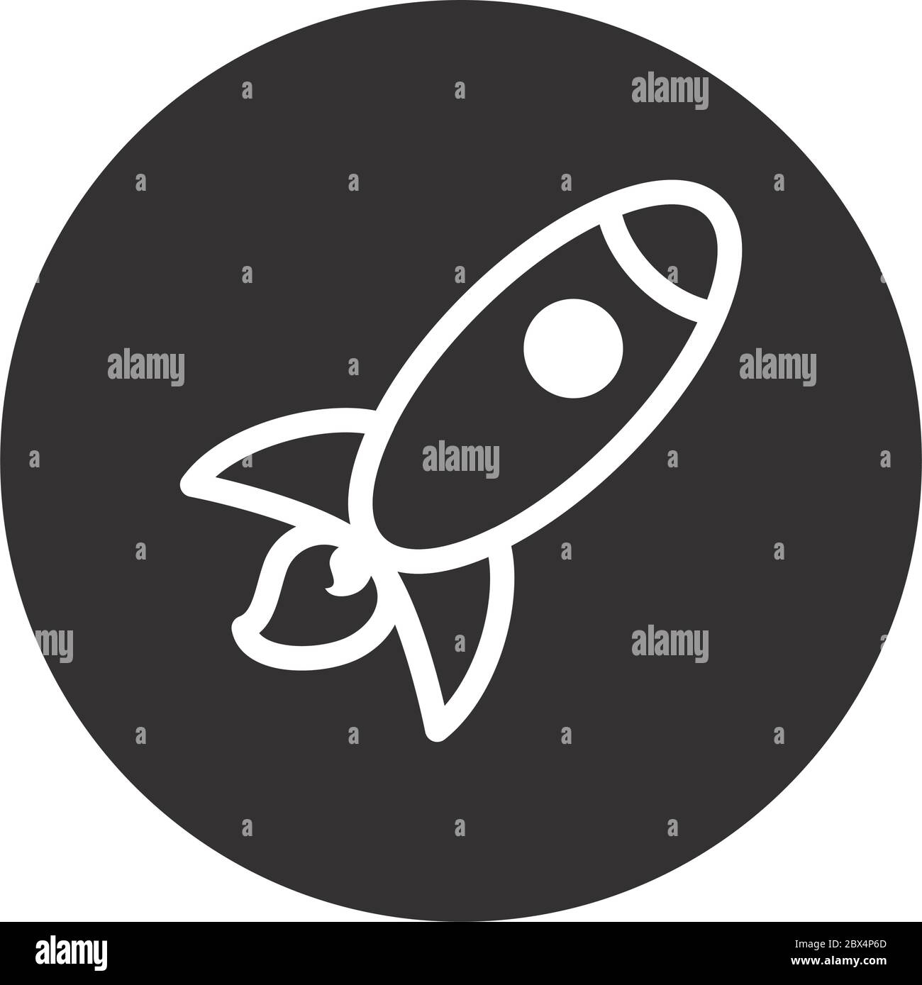 user interface concept, launch rocket icon over white background, block ...