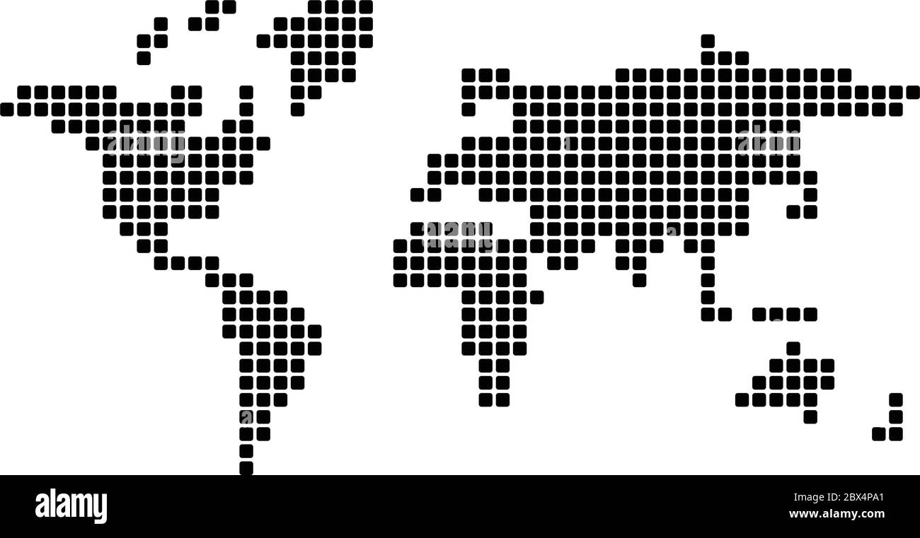World map of black squares with rounded corners. Vector illustration ...
