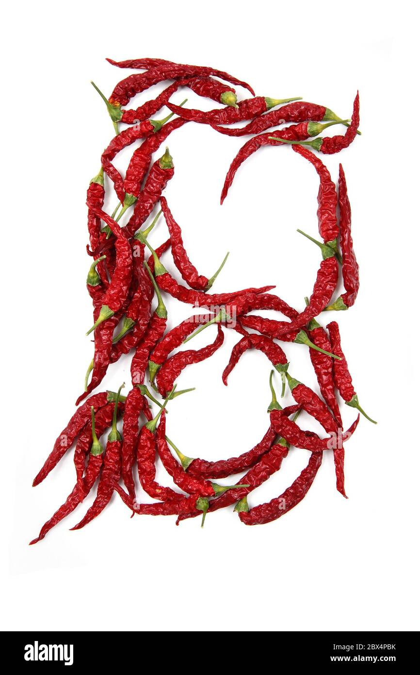 b - alphabet from hot chili isolated on white background Stock Photo ...