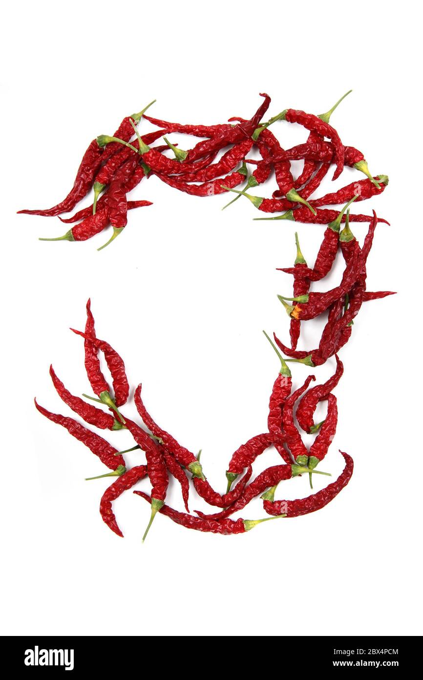 j - alphabet from hot chili isolated on white background Stock Photo ...