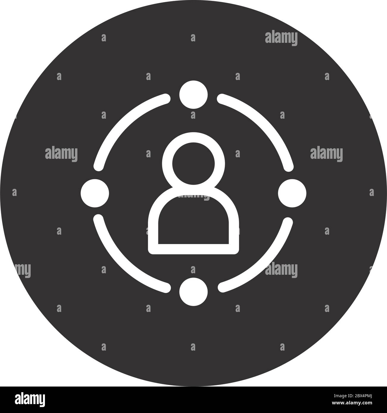 user interface concept, pictogram avatar and social media circle around ...