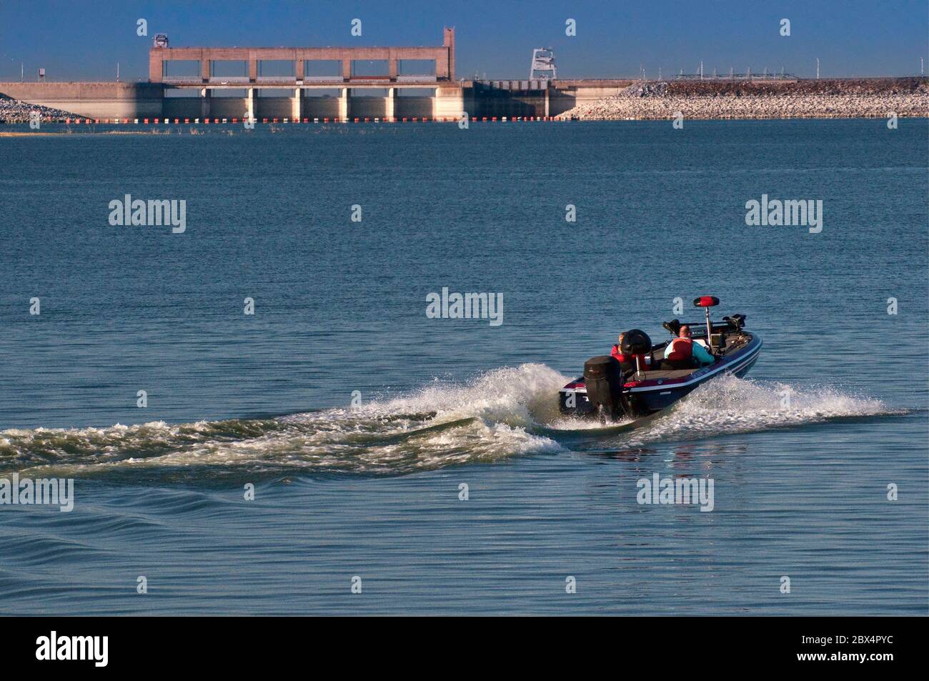 Motorboats at Falcon Lake, artificial reservoir on Rio Grande, Falcon ...