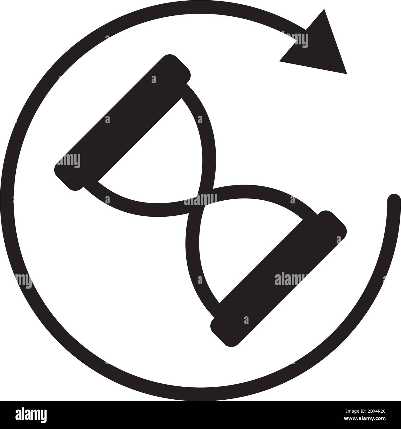 hourglass with arrow icon over white background, silhouette style ...