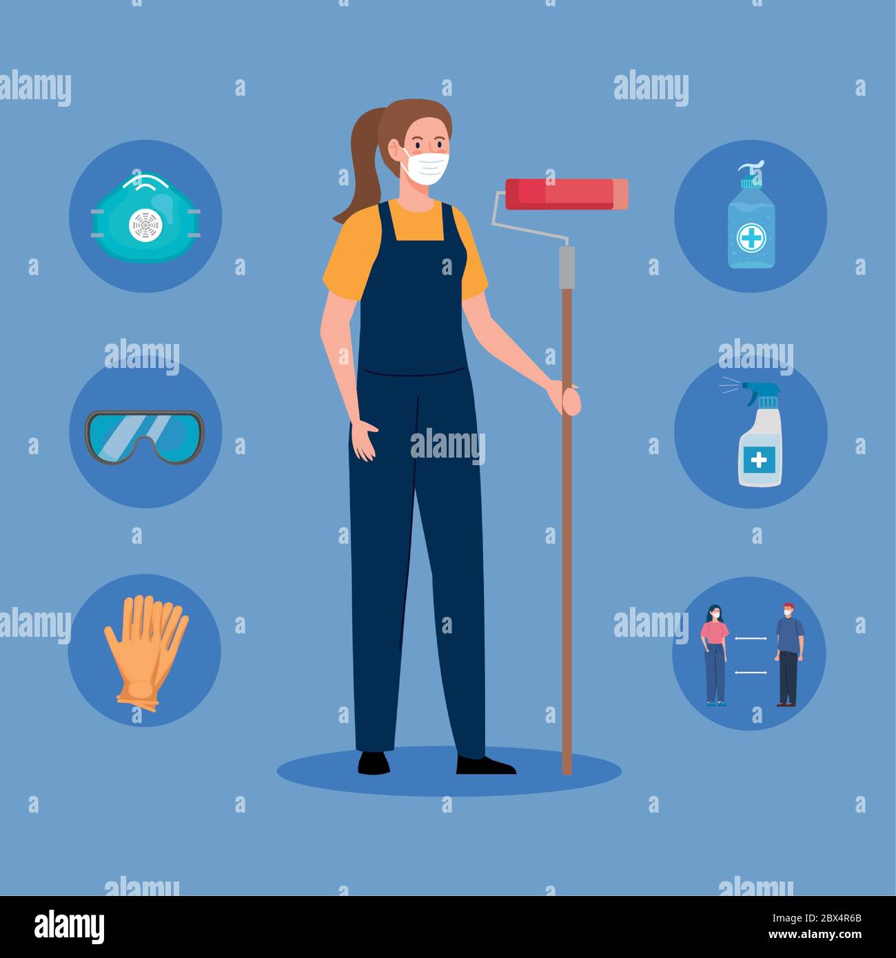 painter woman with roll and mask vector design Stock Vector Image & Art ...