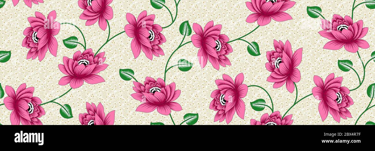 Seamless pattern with spring flowers and leaves. Hand drawn background ...