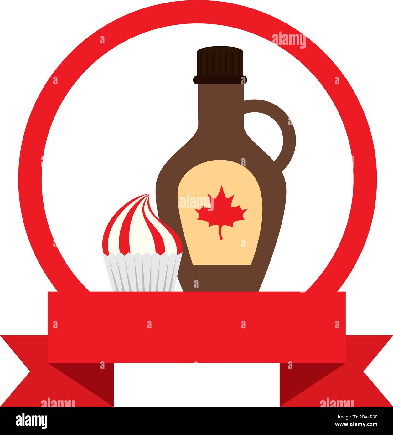 Canadian maple syrup and cupcake of happy canada day vector design ...