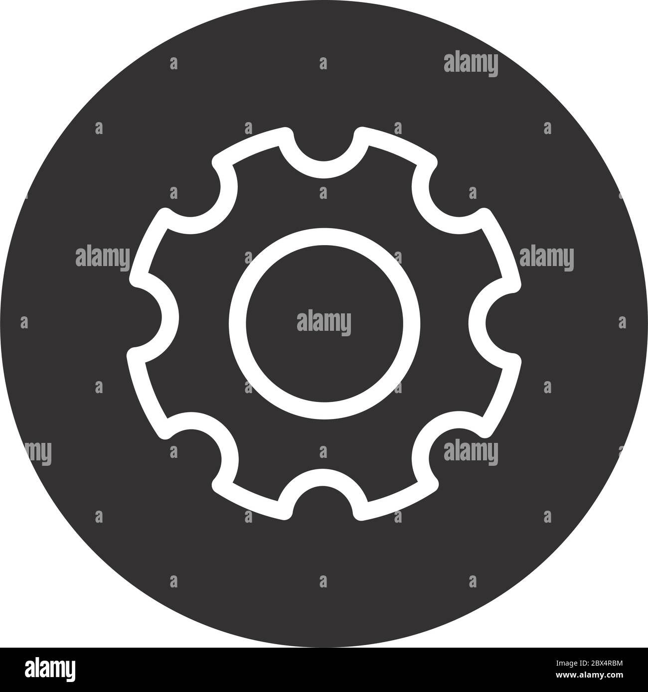gear wheel icon over white background, block style, vector illustration ...