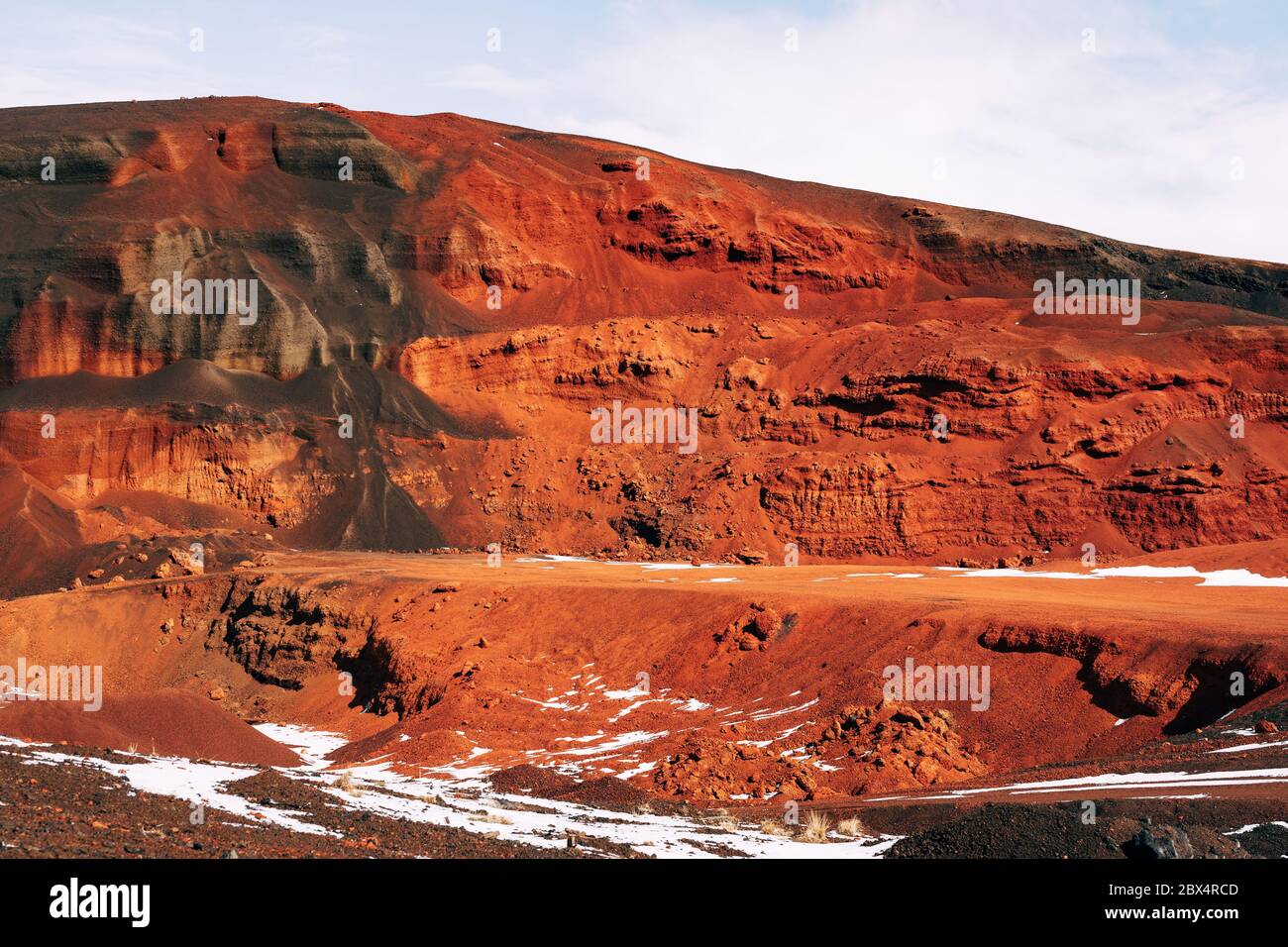 Martian landscapes in Iceland. The red crater of The Seydisholar ...