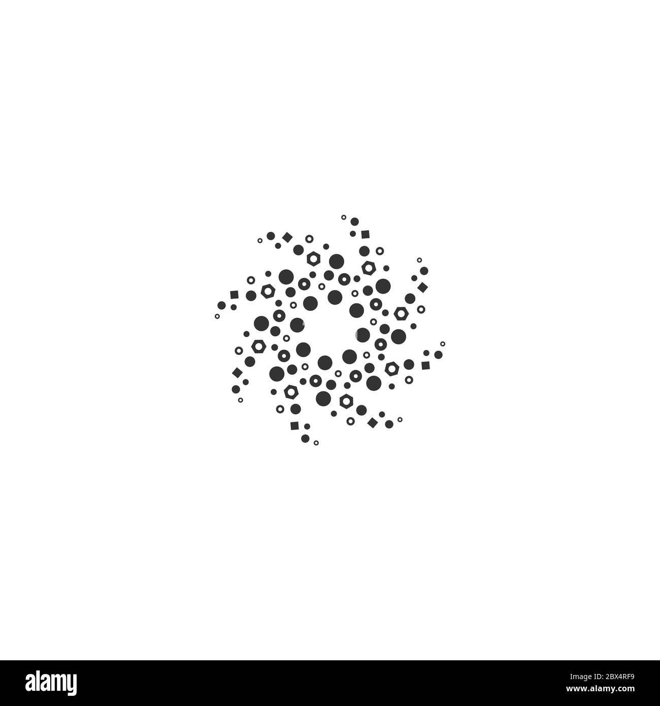 Black energy round logo isolated on white. Circles and dotes abstract ...