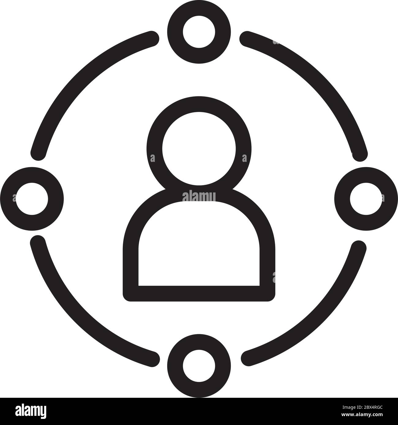 user interface concept, pictogram avatar and social media circle around ...