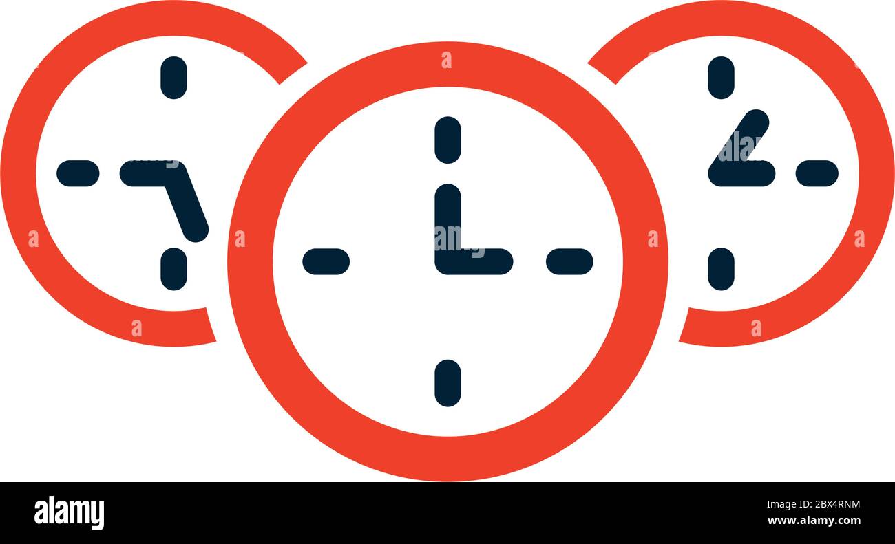 time clocks icon over white background, half line half color style ...