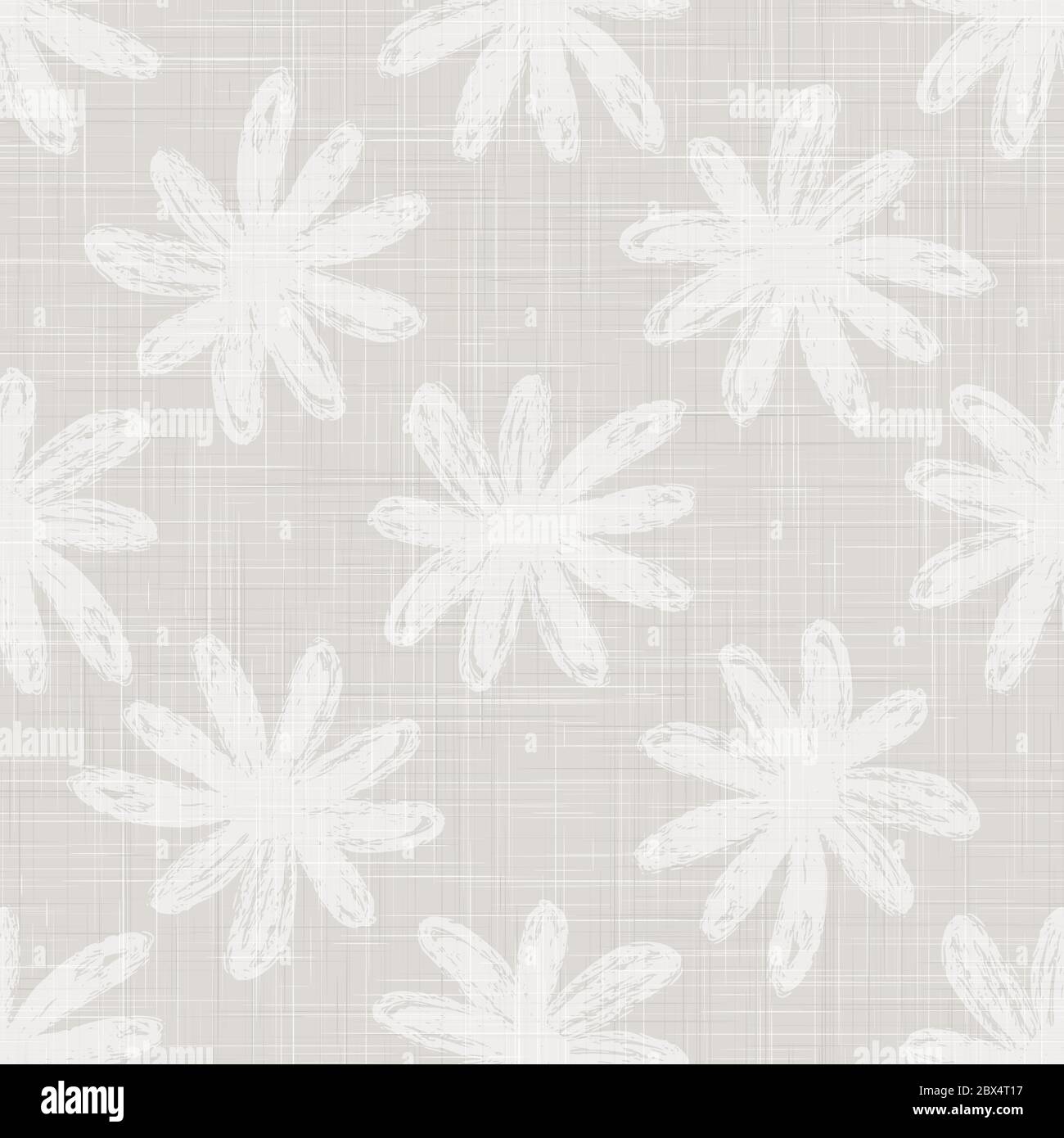 Gray French Linen Texture Background printed with White Daisy Flower ...
