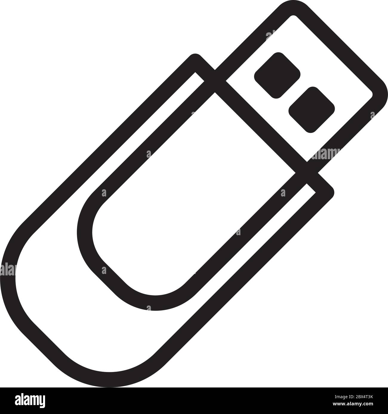 usb flash drive icon over white background, line style, vector ...
