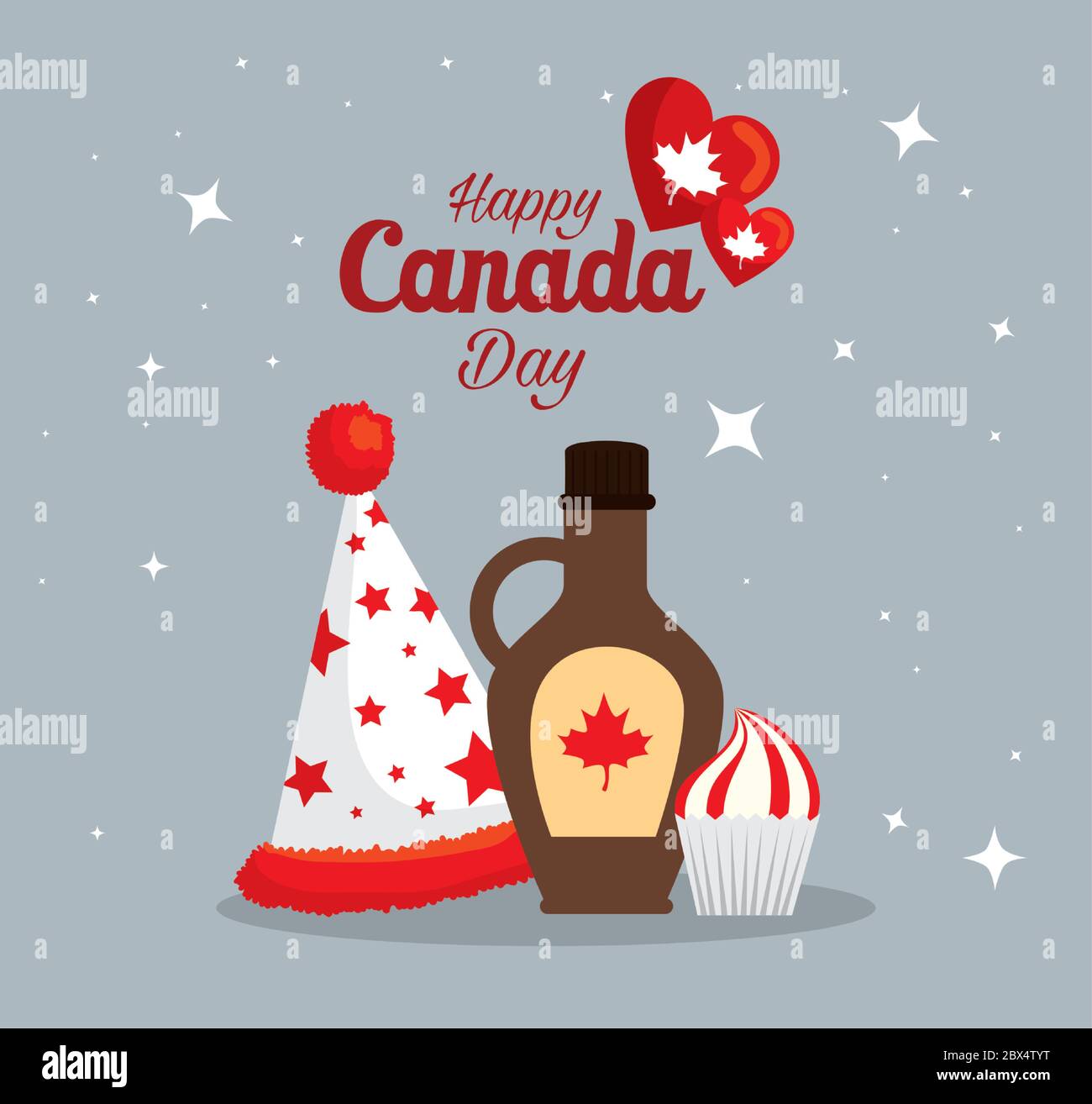 Canadian maple syrup hat and cupcake of happy canada day vector design ...