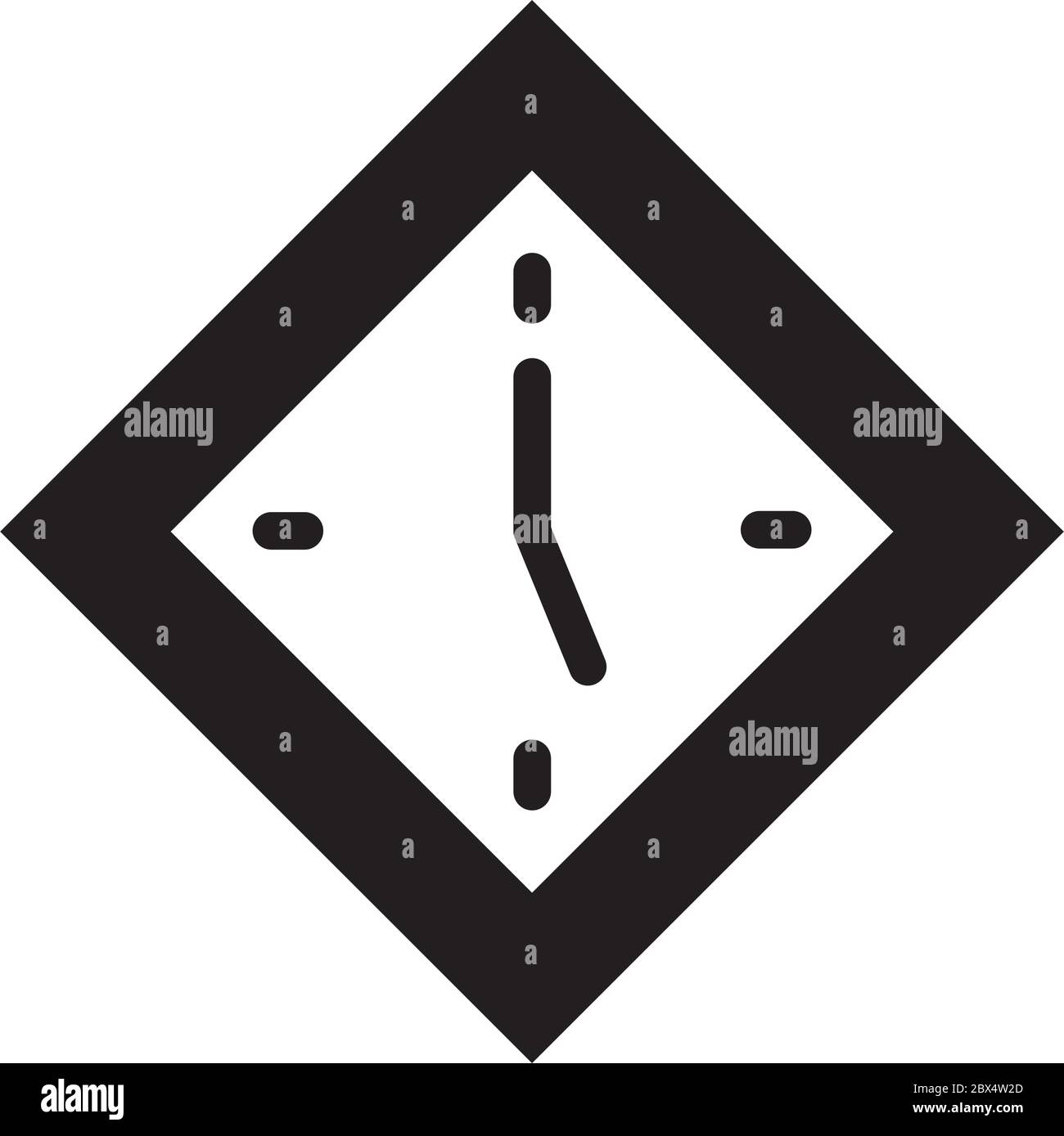 rhombus clock icon over white background, silhouette style, vector ...