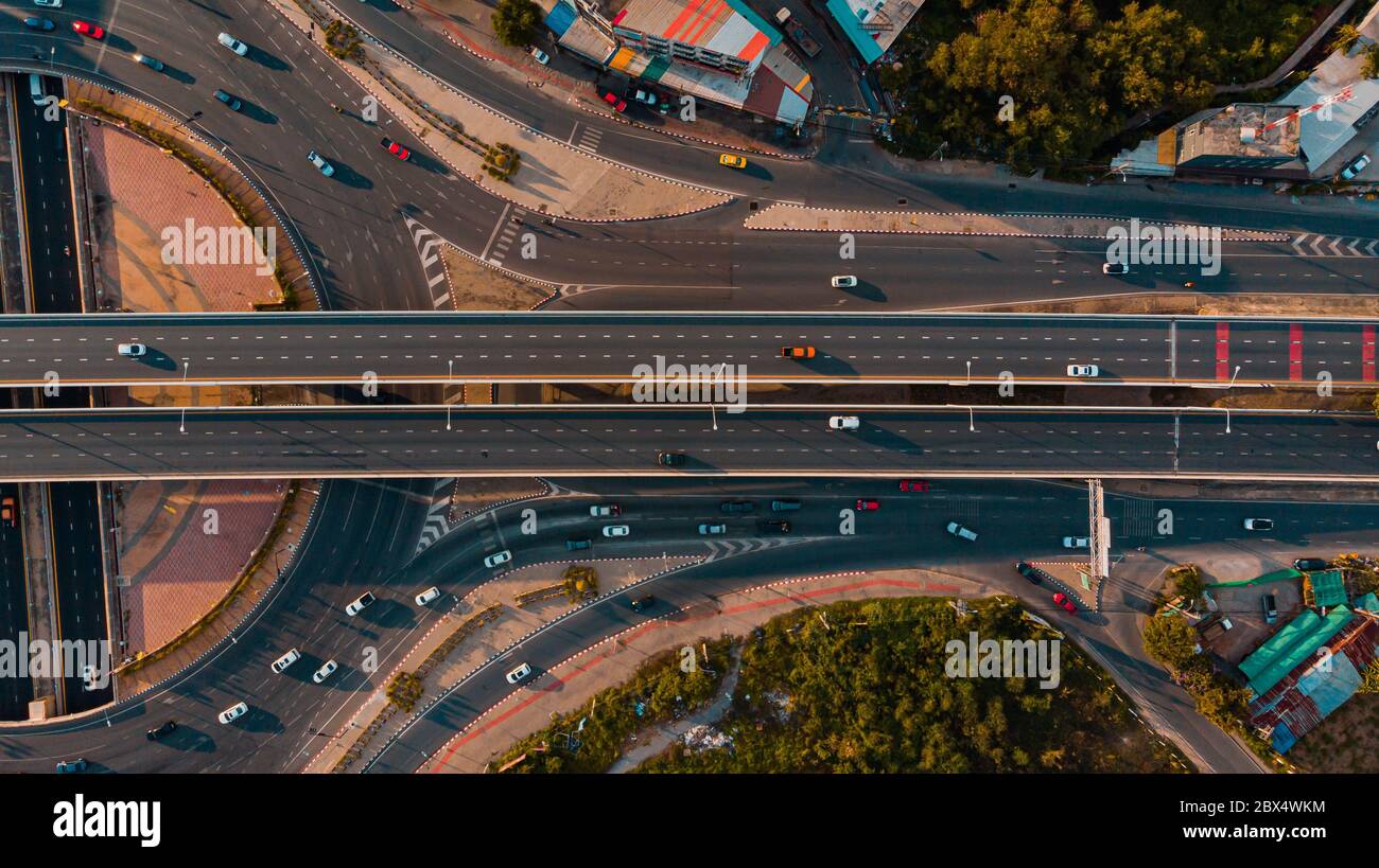 Expressway top view, Road traffic an important infrastructure in ...