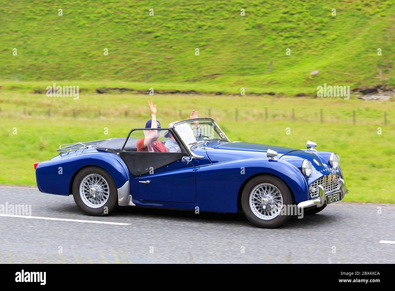 MOFFAT, SCOTLAND - JUNE 29, 2019: Triumph TR3 A Roadster sports car in ...
