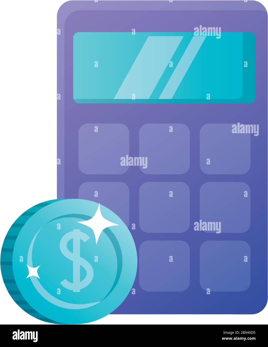Isolated calculator and coin vector design Stock Vector Image & Art - Alamy