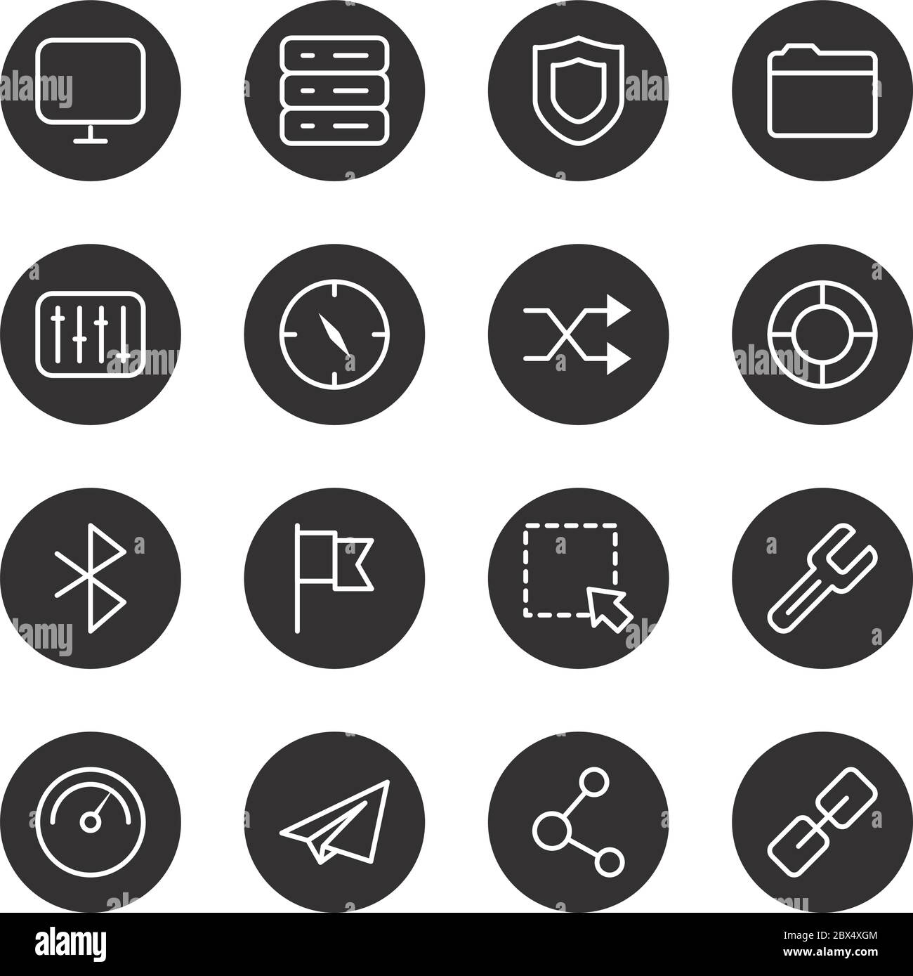 compass and ui or ux icon set over white background, block style ...