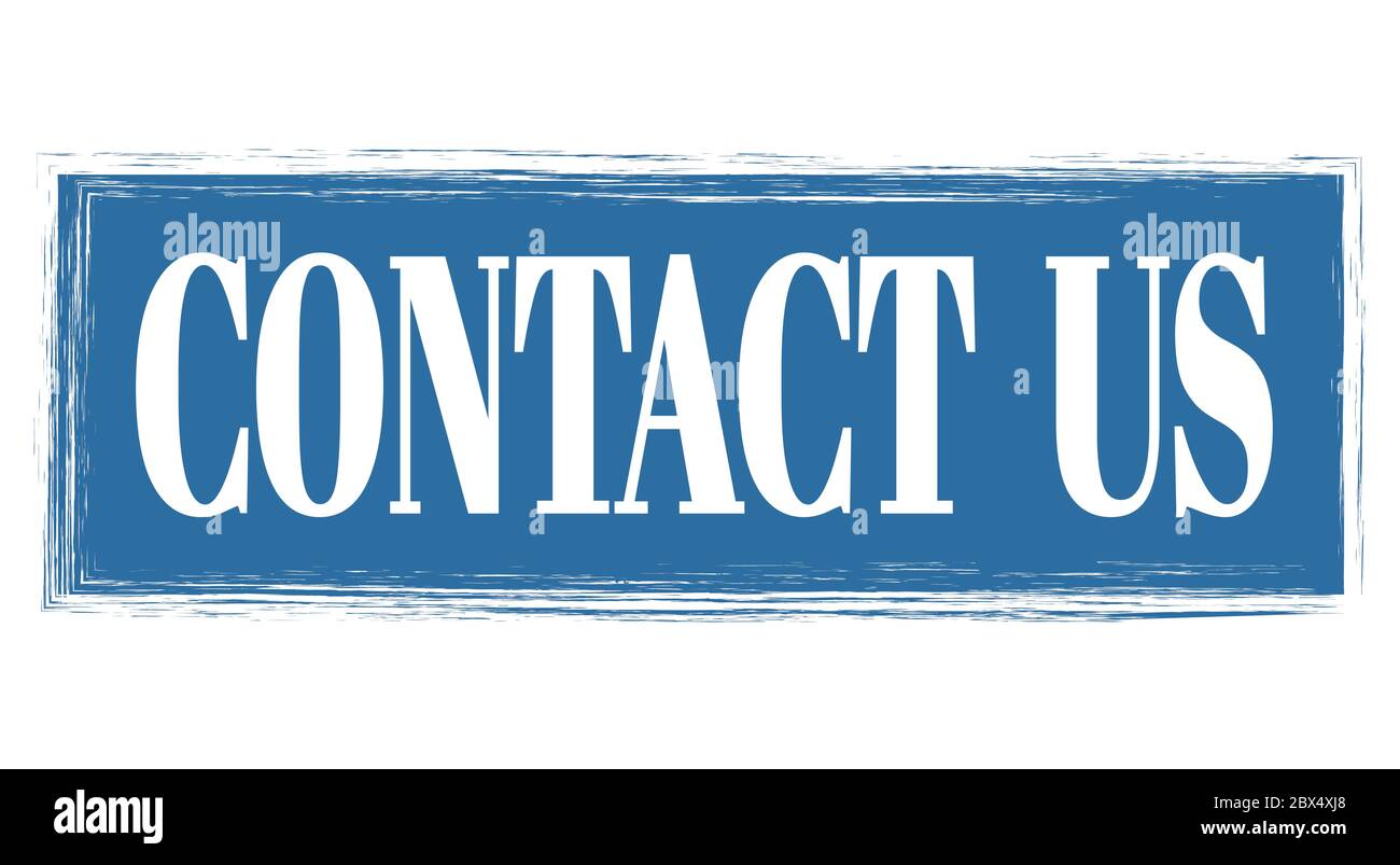 CONTACT US blue rectangle stamp Stock Photo - Alamy