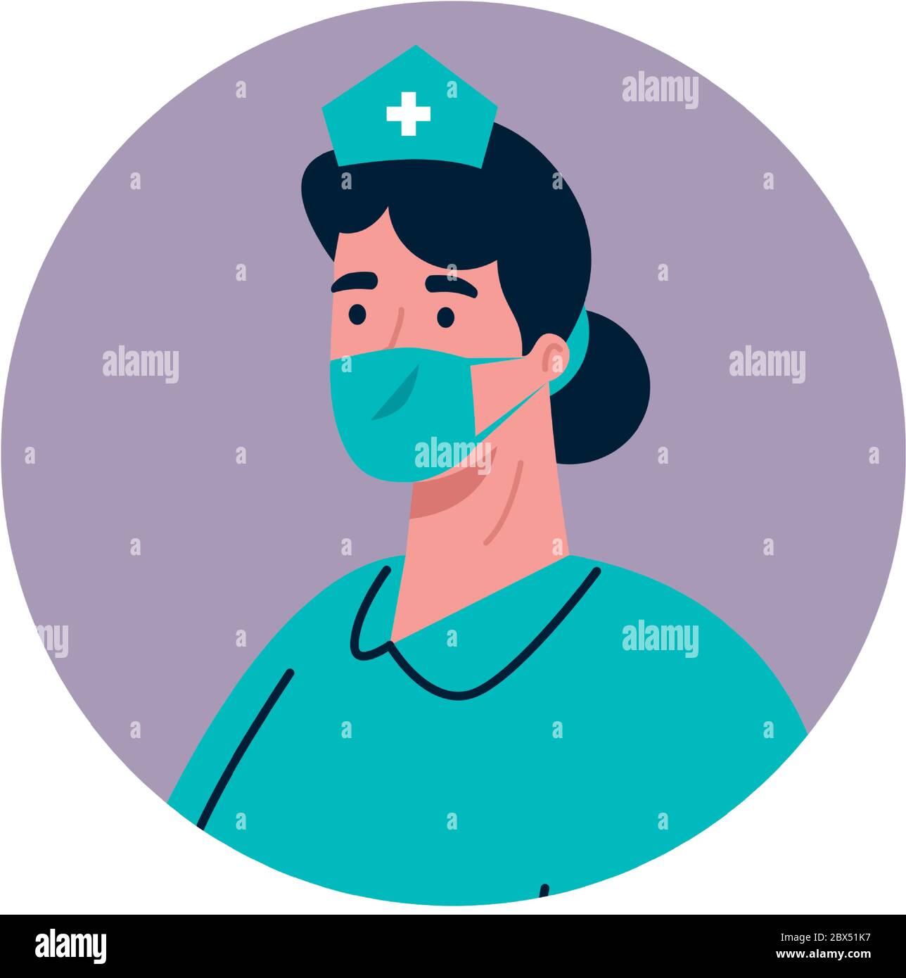 Female nurse with mask vector design Stock Vector Image & Art - Alamy