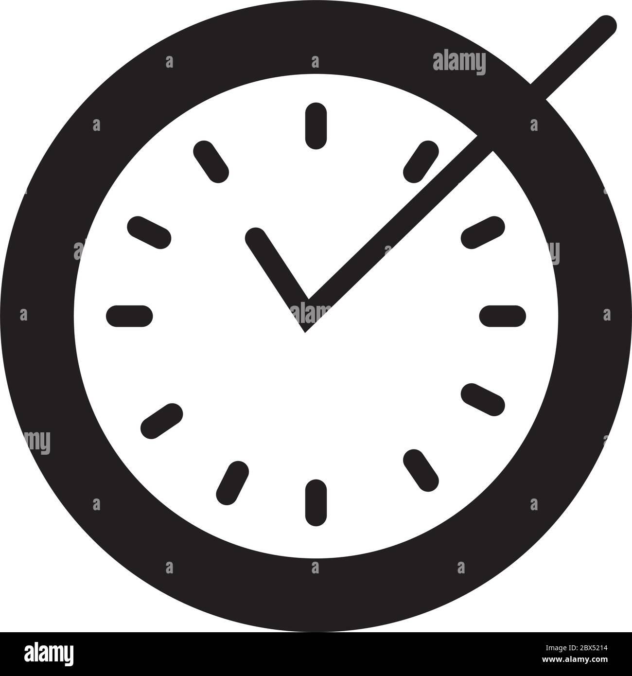 check mark on clock icon over white background, silhouette style ...