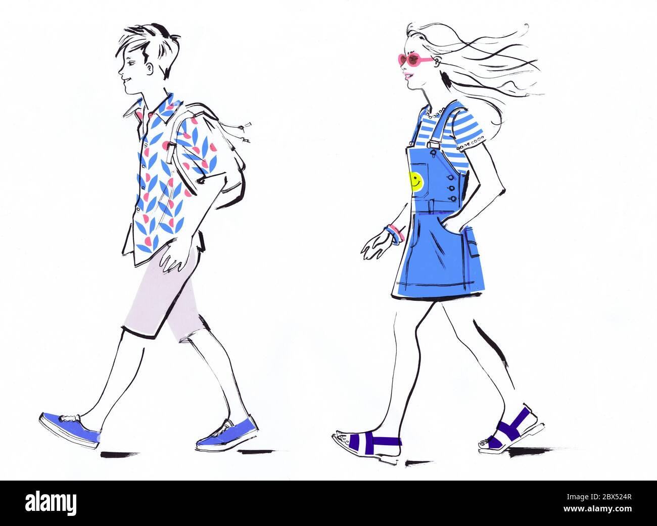 Walking boys Cut Out Stock Images & Pictures - Alamy