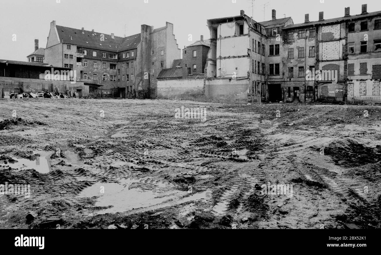 Saxony / GDR State / March 1990 Crimmitschau. Cleared areas of a ...