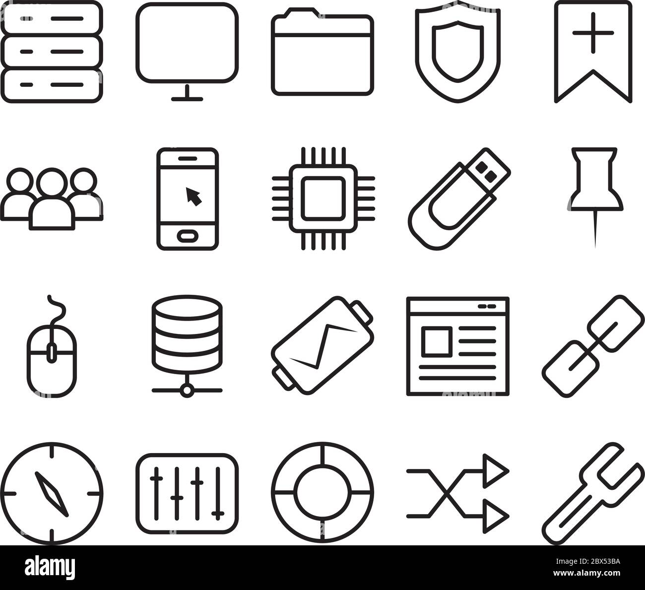 mouse device and ui or ux icon set over white background, line style ...