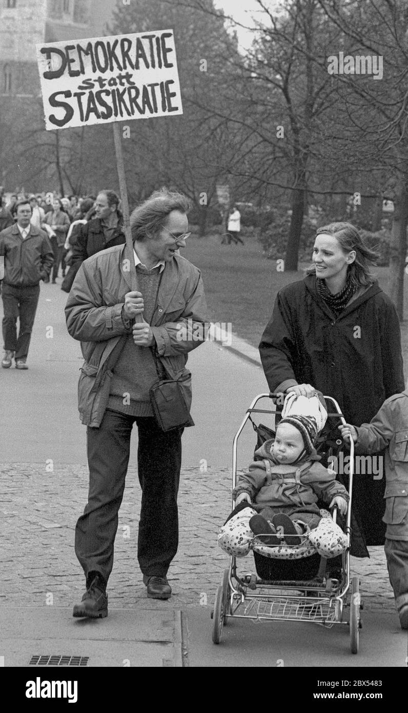Berlin / GDR / 1990 January 1990, Berlin. Anti-Stasi demonstration in ...