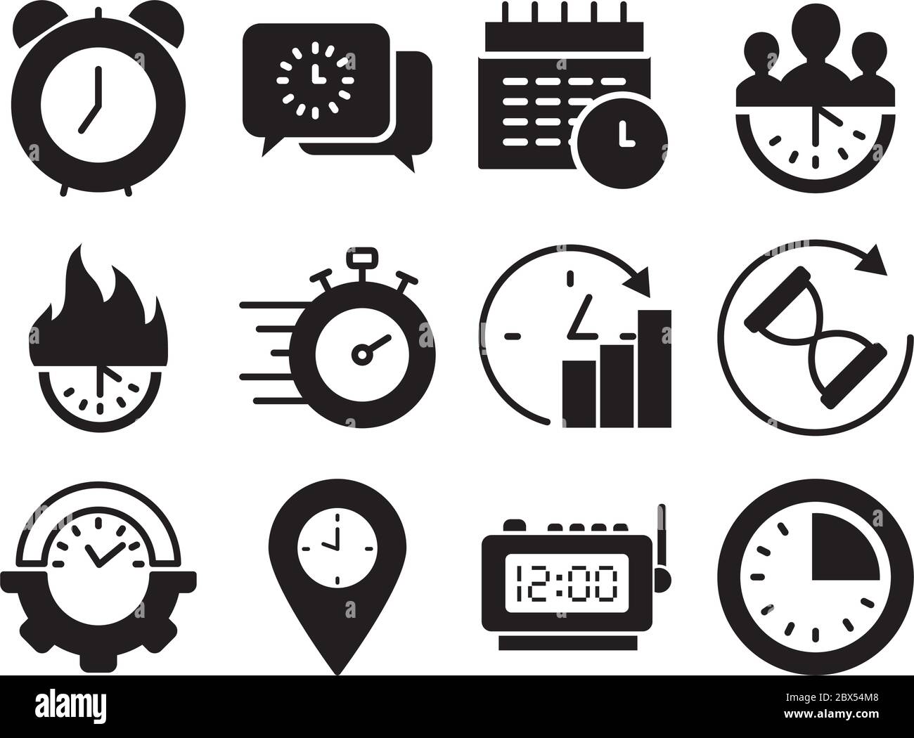 location pin and clock time icon set over white background, silhouette ...