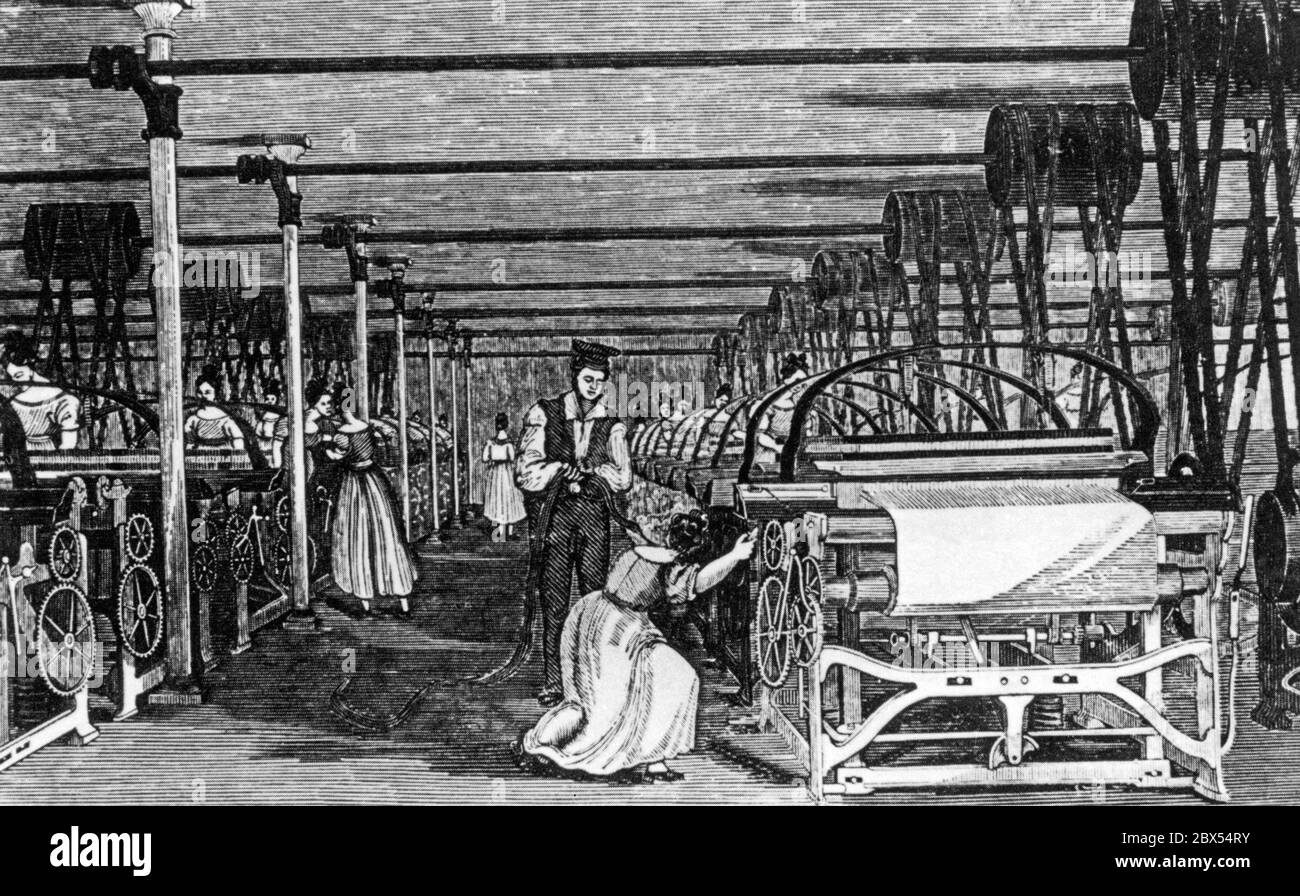 Loom factory workers 1900 Black and White Stock Photos & Images - Alamy