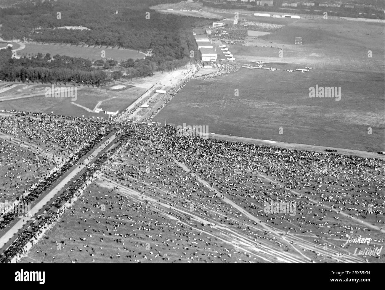A crowd of people at the west exit of Berlin Tempelhof Airport Stock ...