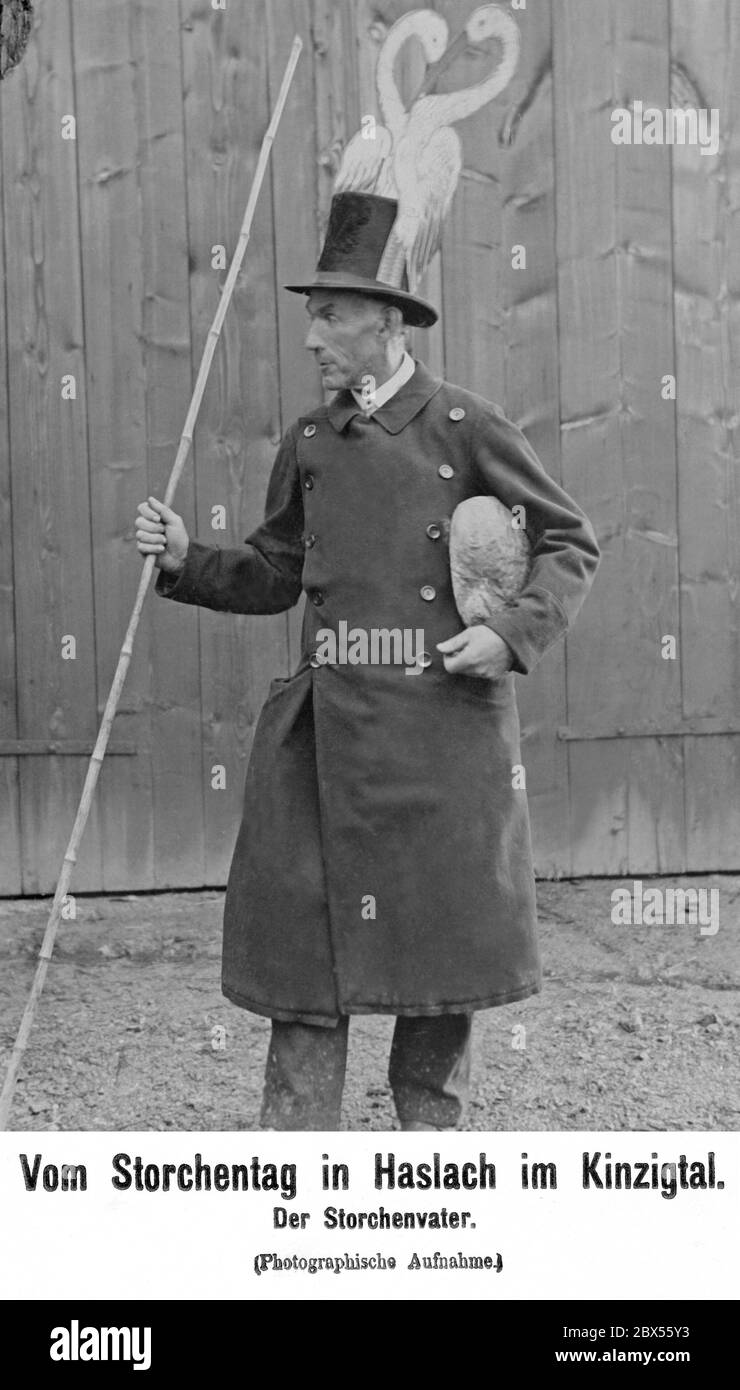 The "Storchenvater" ("Father Stork") on Stork Day in Haslach in the ...