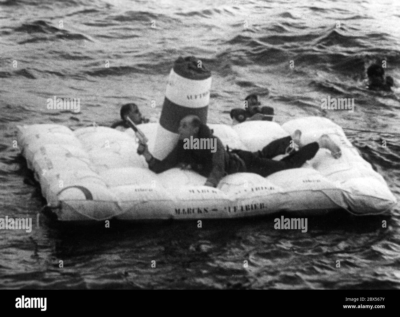 Exercise with the new life raft for submarines in the water. (UFA ...