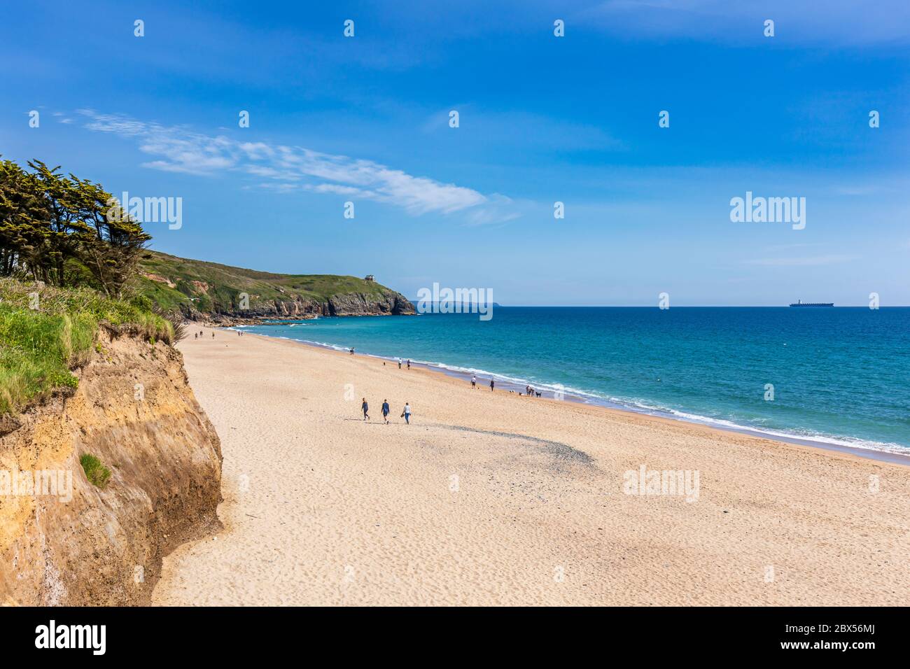 Hendra Beach, Praa Sands, Cornwall - seen from the coastal footpath ...