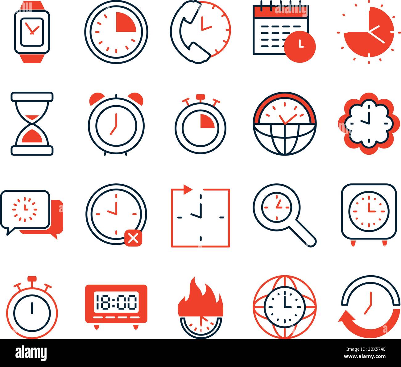 pictogram man and clock time icon set over white background, half line ...
