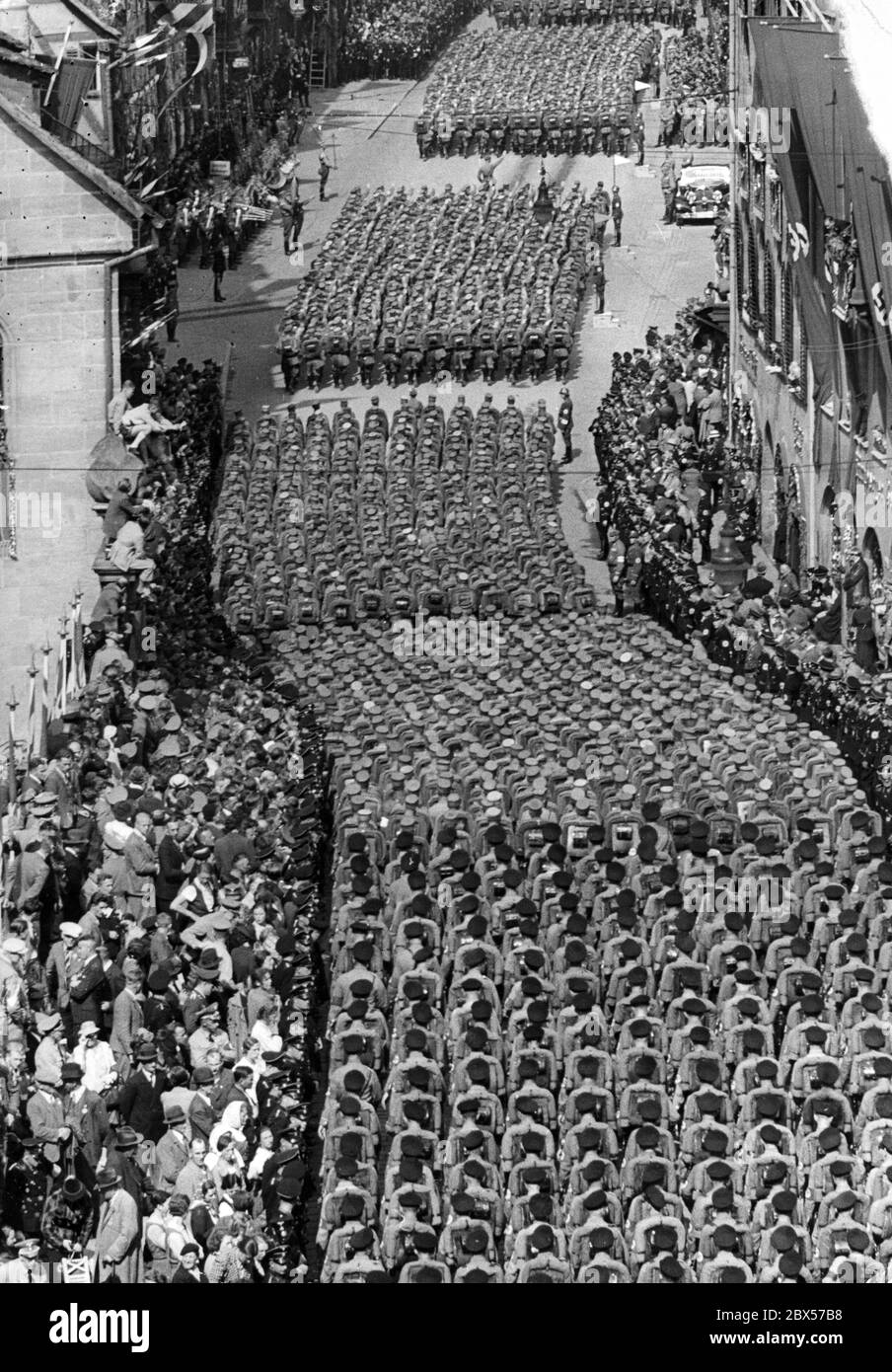 View of the long procession of SA troops, which stretches from the ...