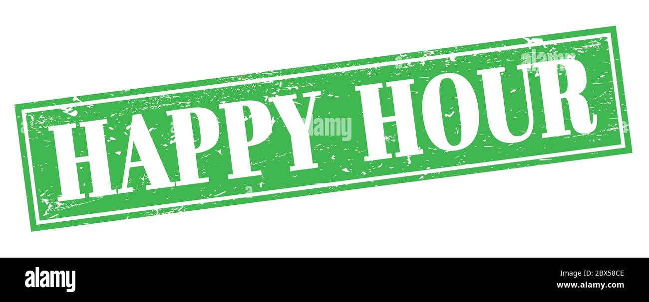 HAPPY HOUR green stamp Stock Photo - Alamy