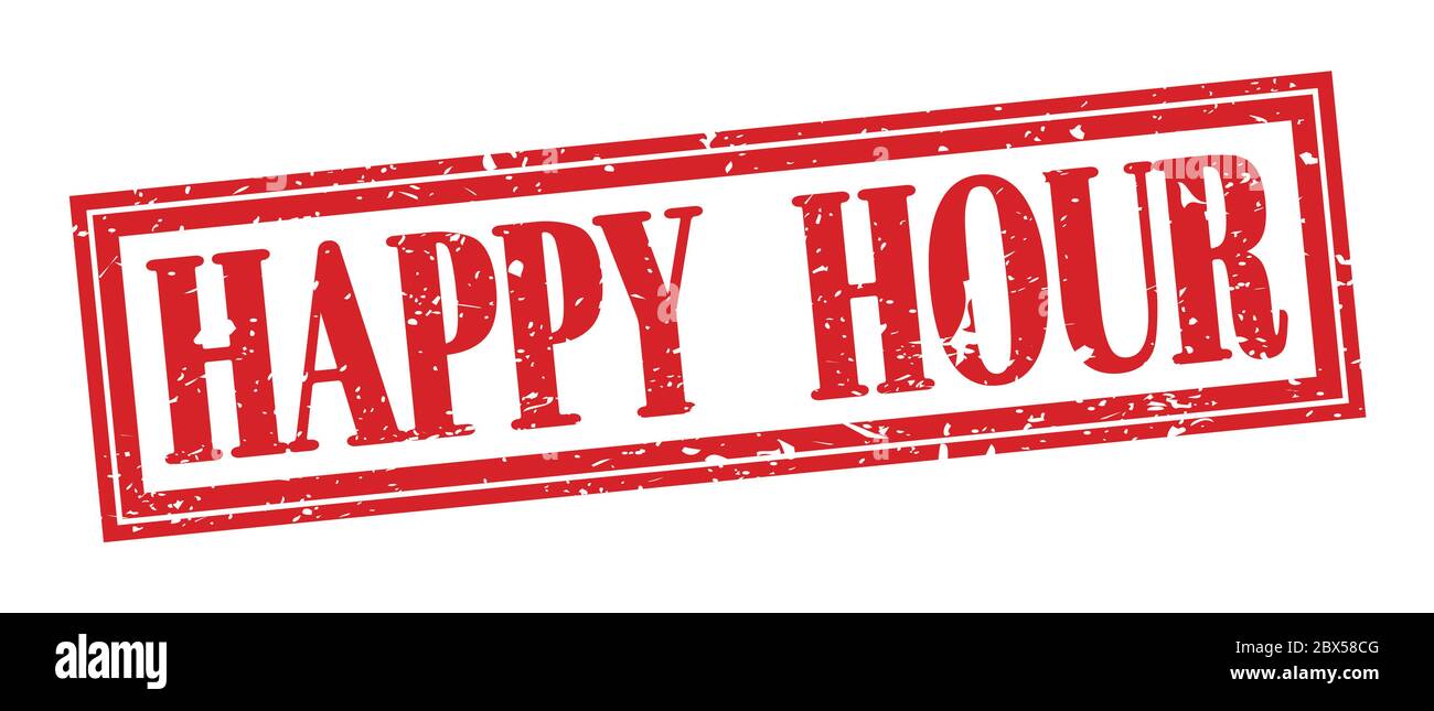 HAPPY HOUR red stamp Stock Photo - Alamy