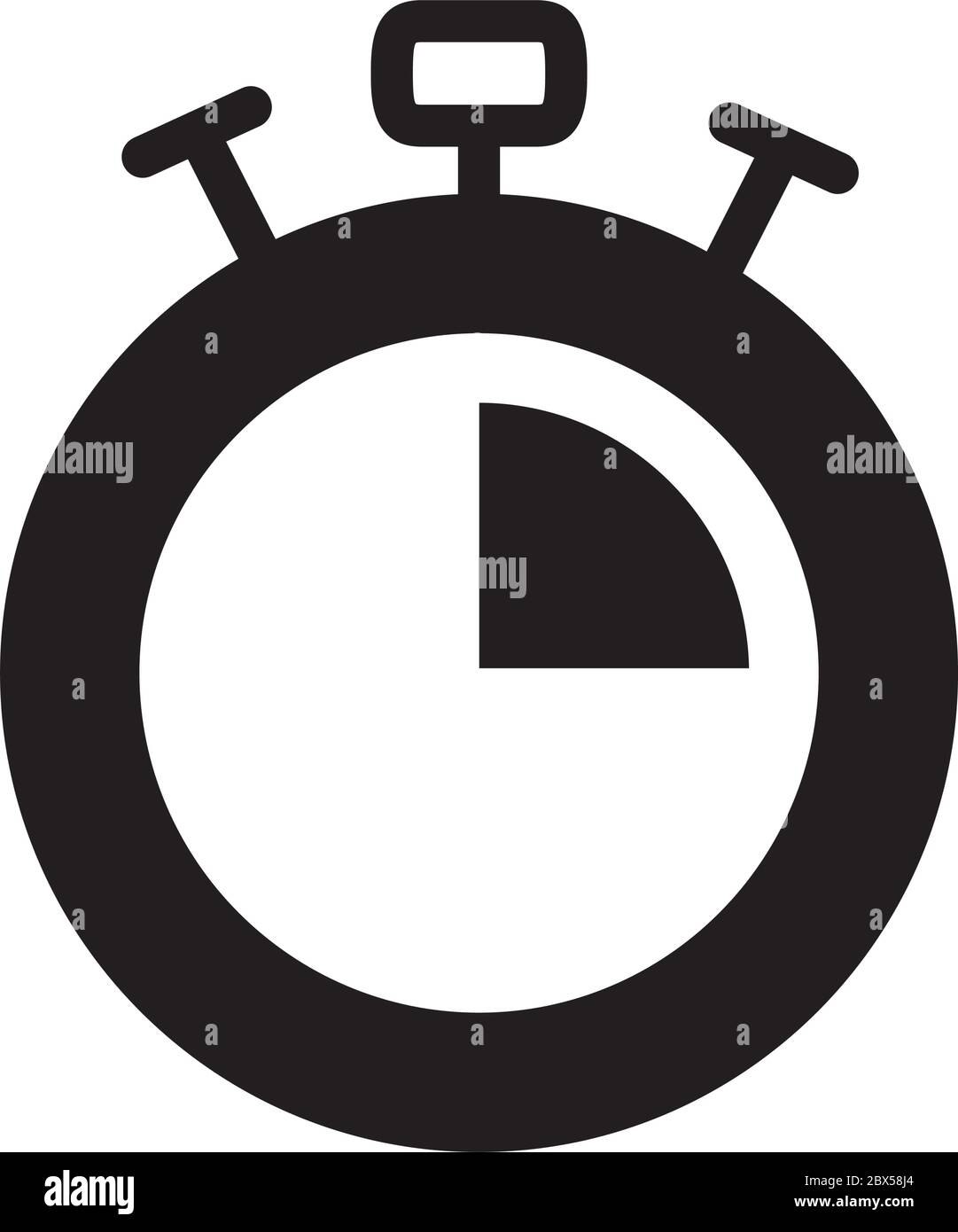 stopwatch icon over white background, silhouette style, vector ...