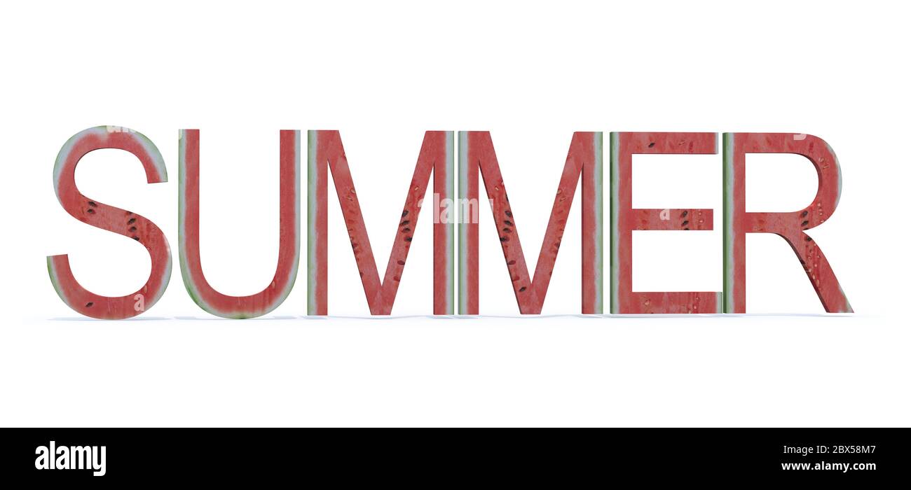 summer written made with watermelon alphabet, 3d illustration Stock ...