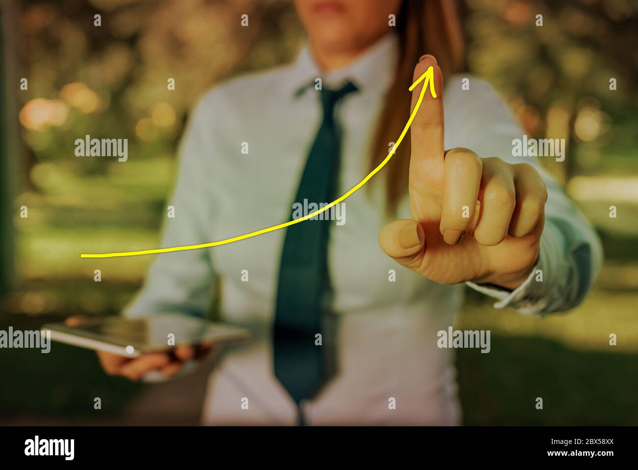 Digital Arrowhead Curve Rising Upward Denoting Growth Development ...