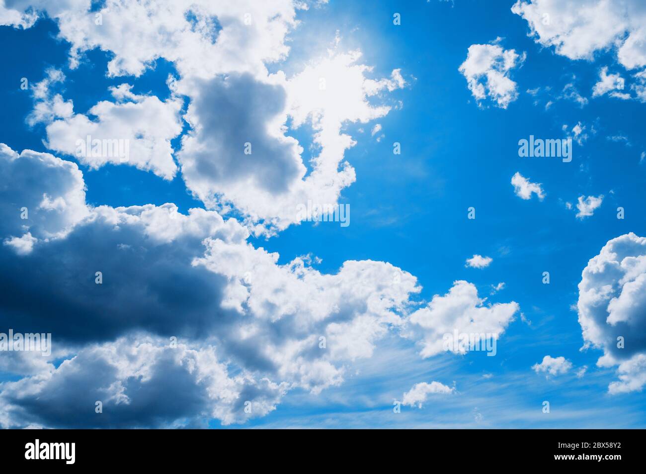 Blue sky background, vast blue sky landscape panoramic scene. Colorful ...