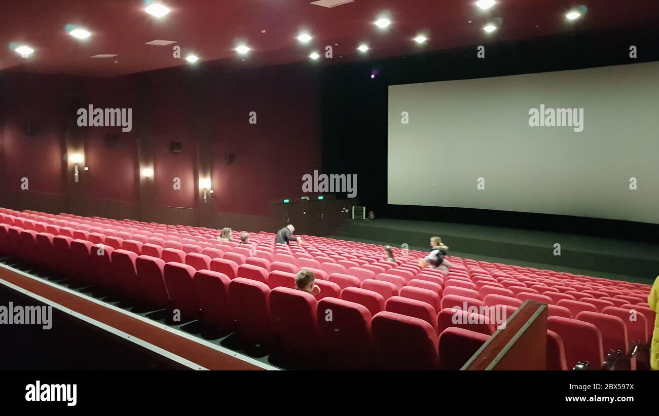 Movie Theater Screen With People