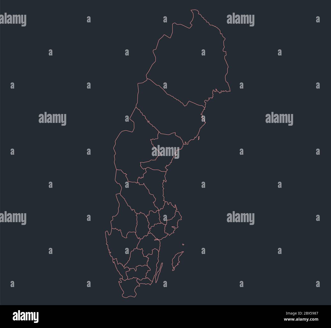 Sweden map outline, flat design, blank raster Stock Photo - Alamy