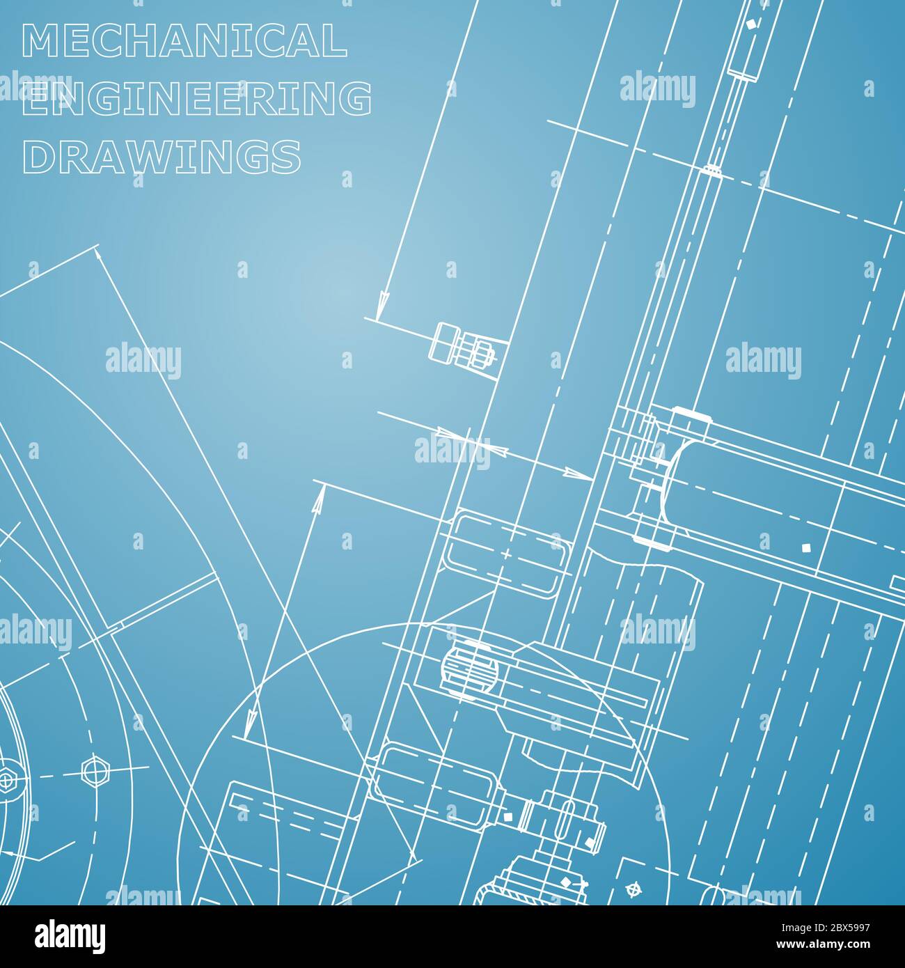 Blueprint. Vector engineering illustration. Blue and white background ...