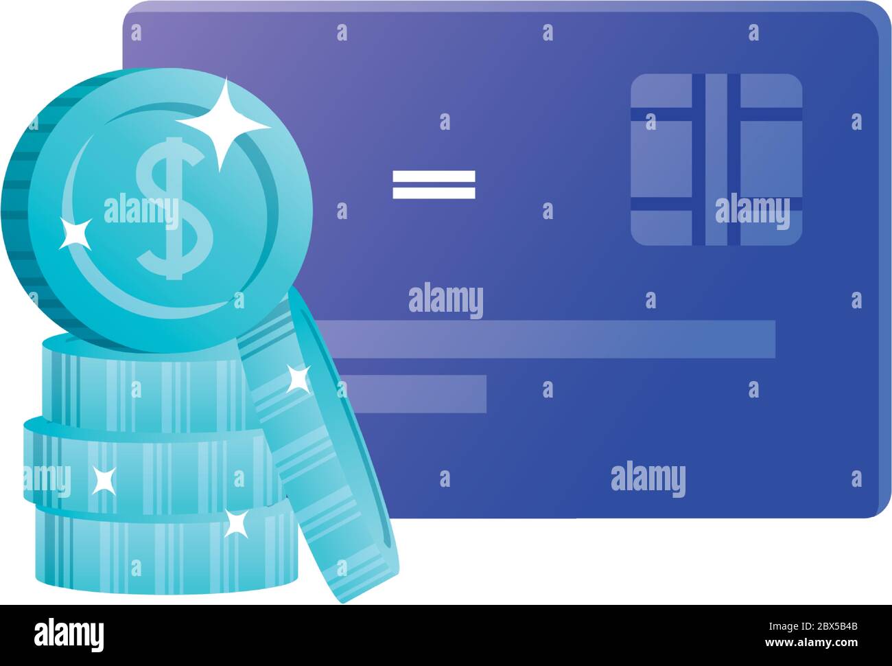 Isolated coins and credit card vector design Stock Vector Image & Art ...